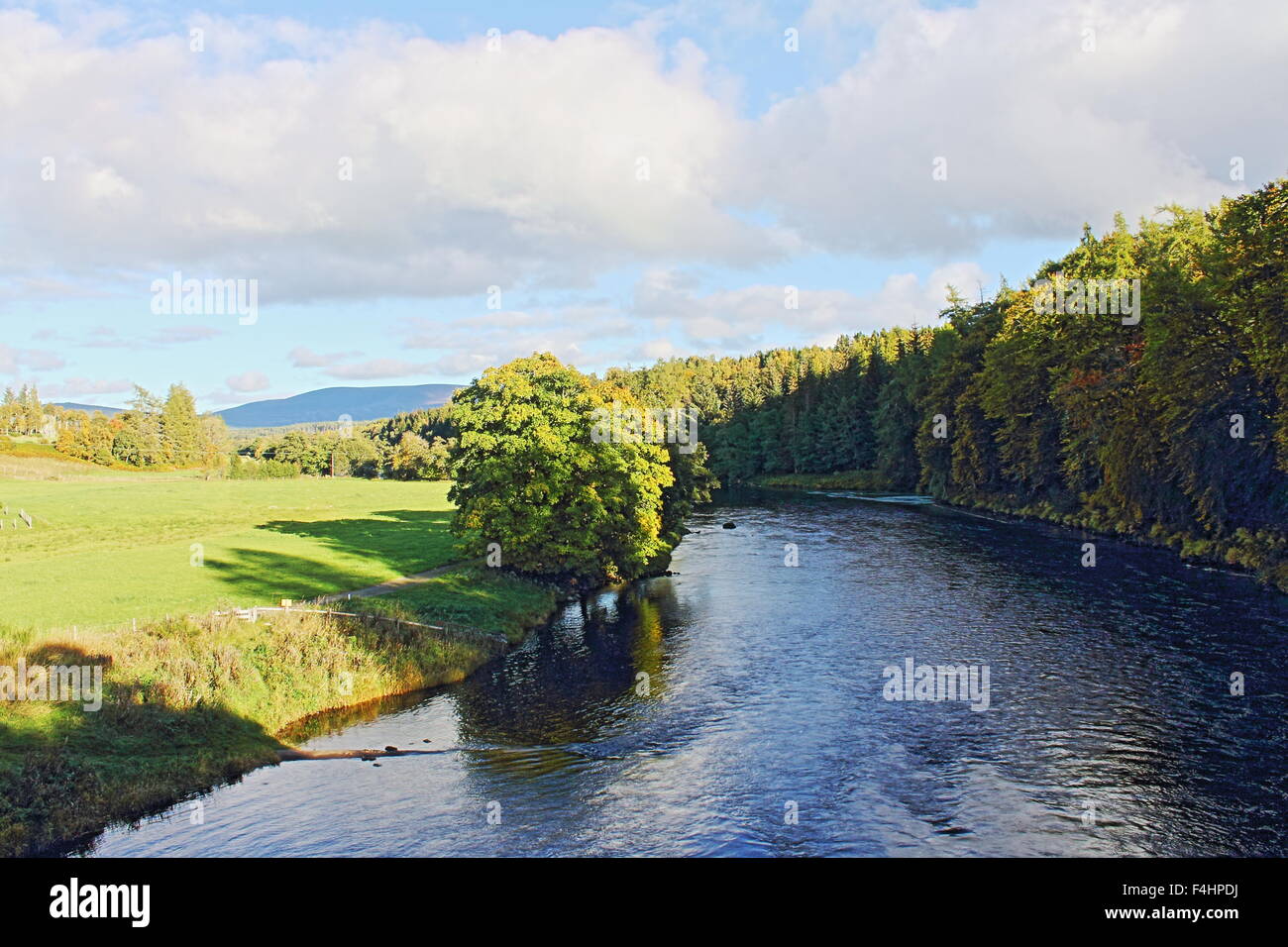 river Spey looking down from the old bridge at Grantown-on-Spey Stock ...