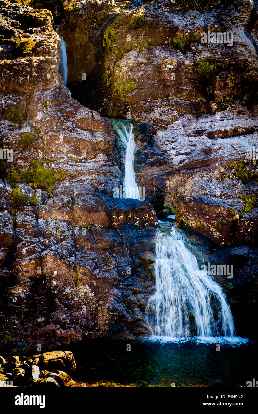 The meeting of the Three Waters waterfall in Glencoe, Highlands of ...