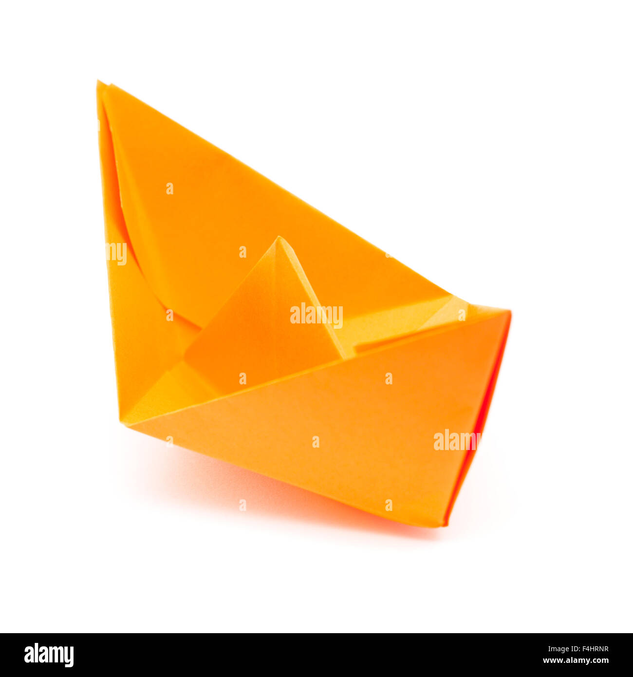 orange origami paper boat isolated on white background Stock Photo - Alamy