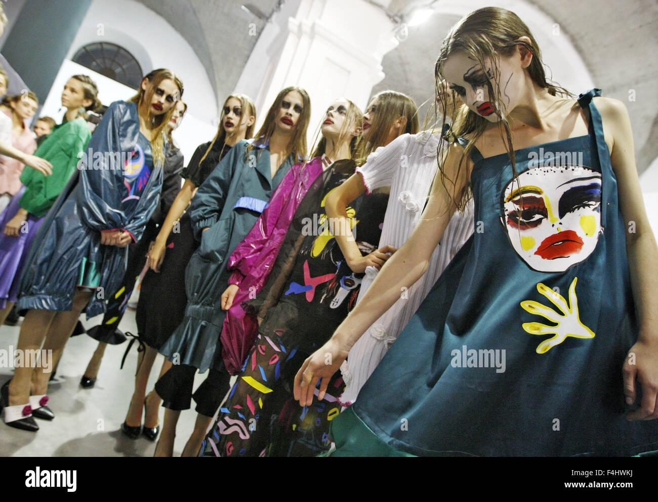 Kiev, Ukraine. 18th Oct, 2015. Models wait backstage during the ...