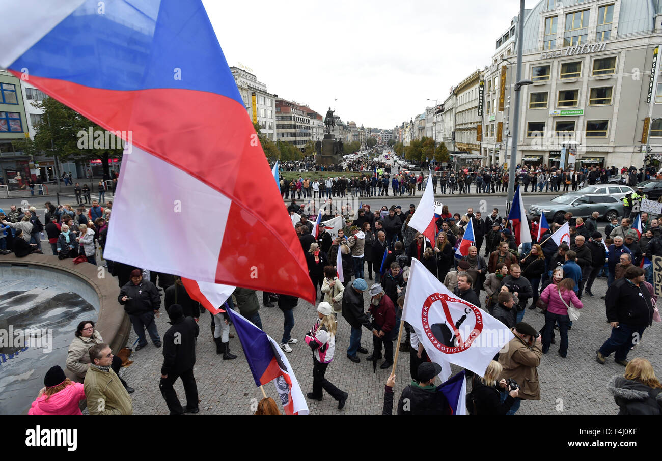 Prague, Czech Republic. 17th Oct, 2015. About 1,000 opponents of ...