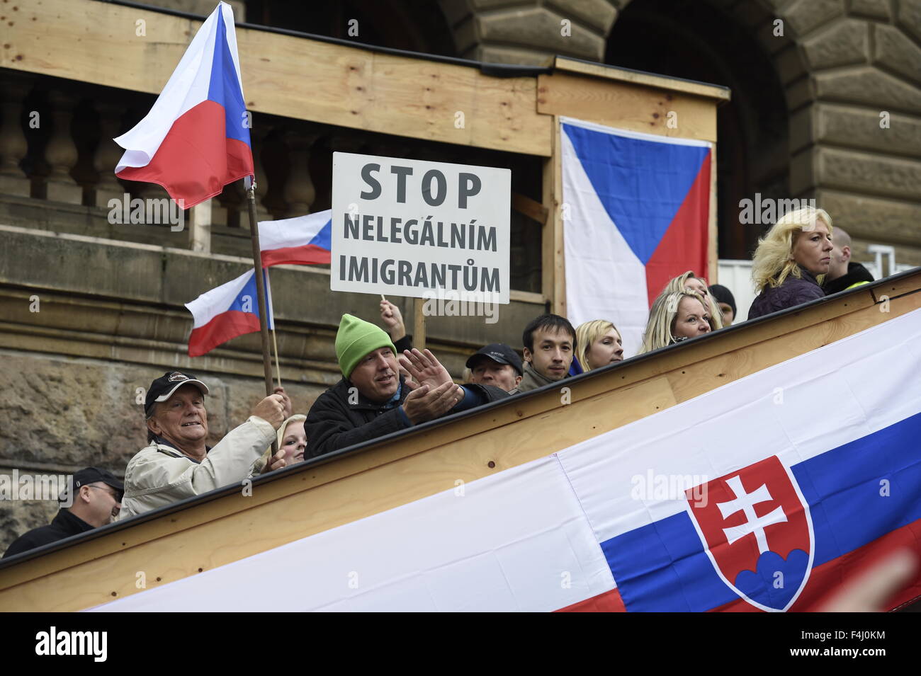 Prague, Czech Republic. 17th Oct, 2015. About 1,000 opponents of ...