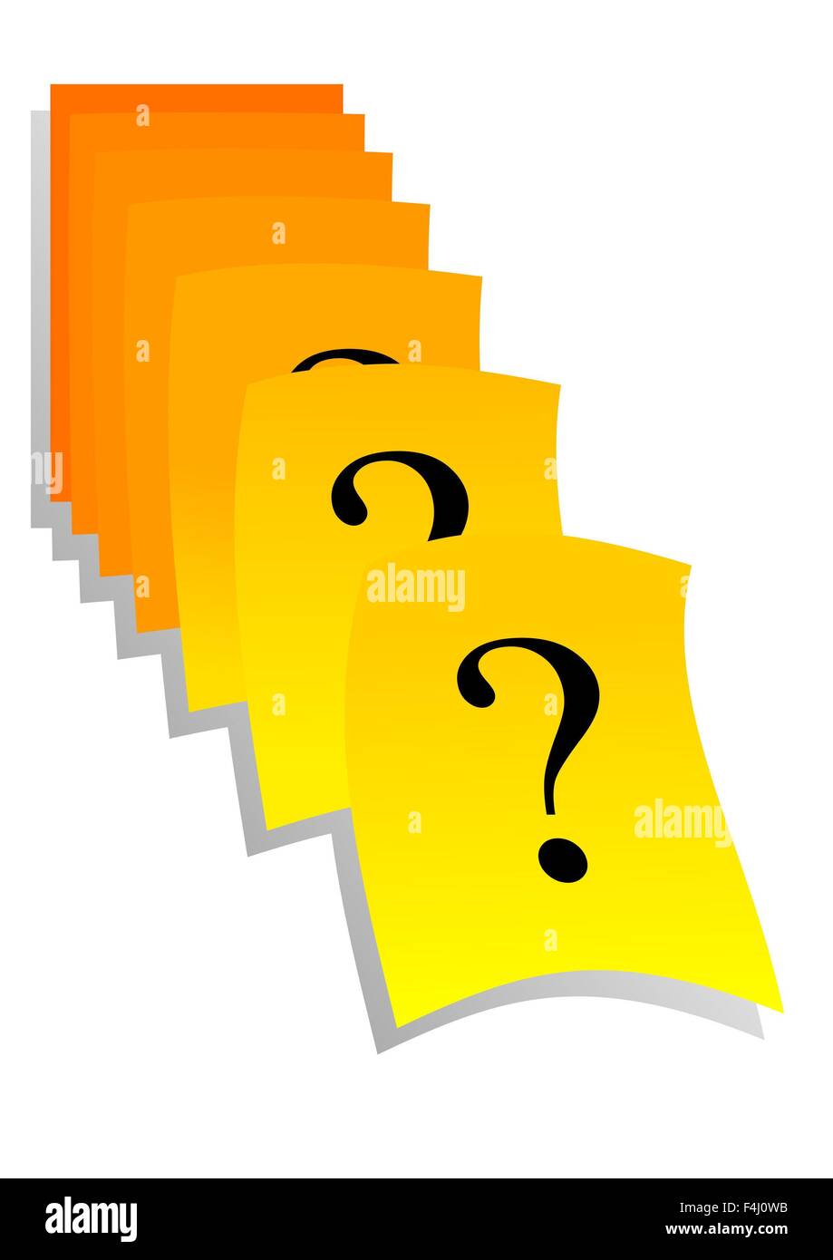 Question marks on yellow reminder stickers. Ready to stick anywhere ...