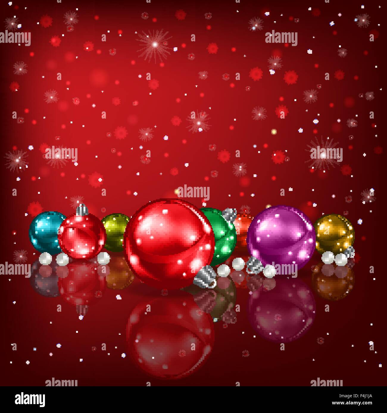 Abstract red background with Christmas decorations Stock Vector Image ...