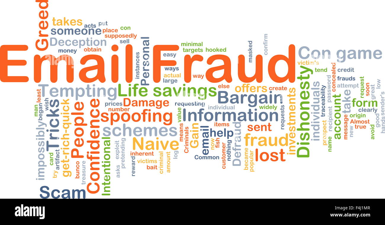 Background concept wordcloud illustration of email fraud Stock Photo ...
