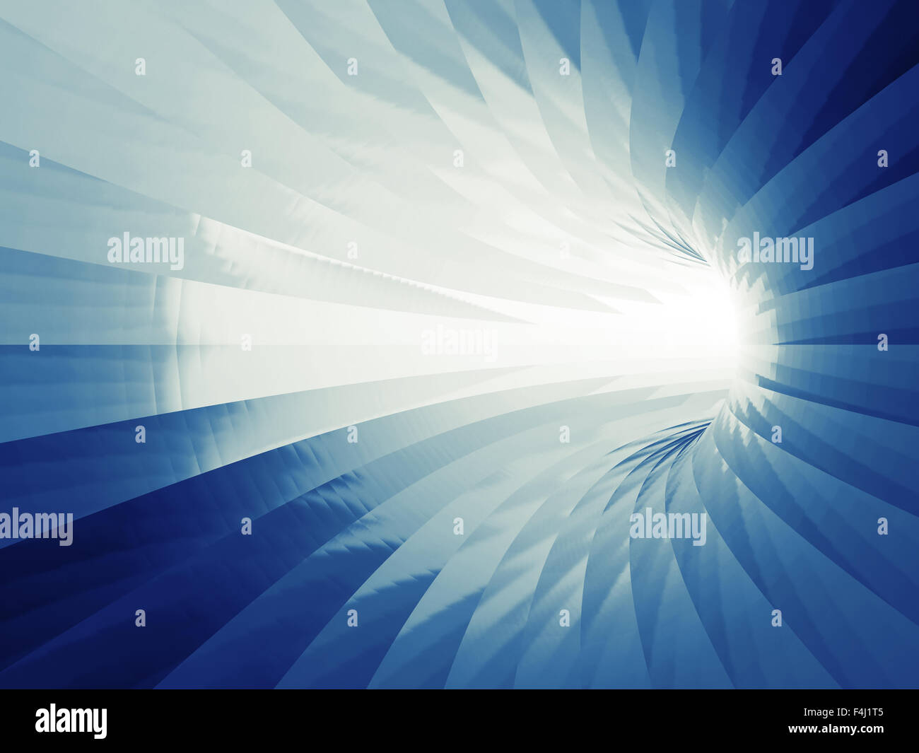 Turning blue shining tunnel interior. 3d illustration Stock Photo - Alamy