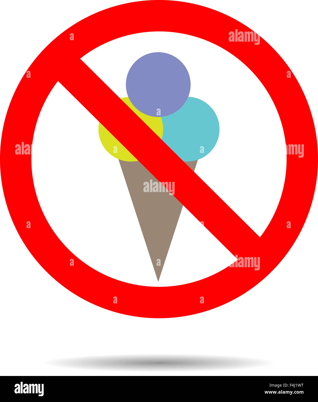 Ban ice cream sign. Stop food, warning and prohibition, shop icon ...