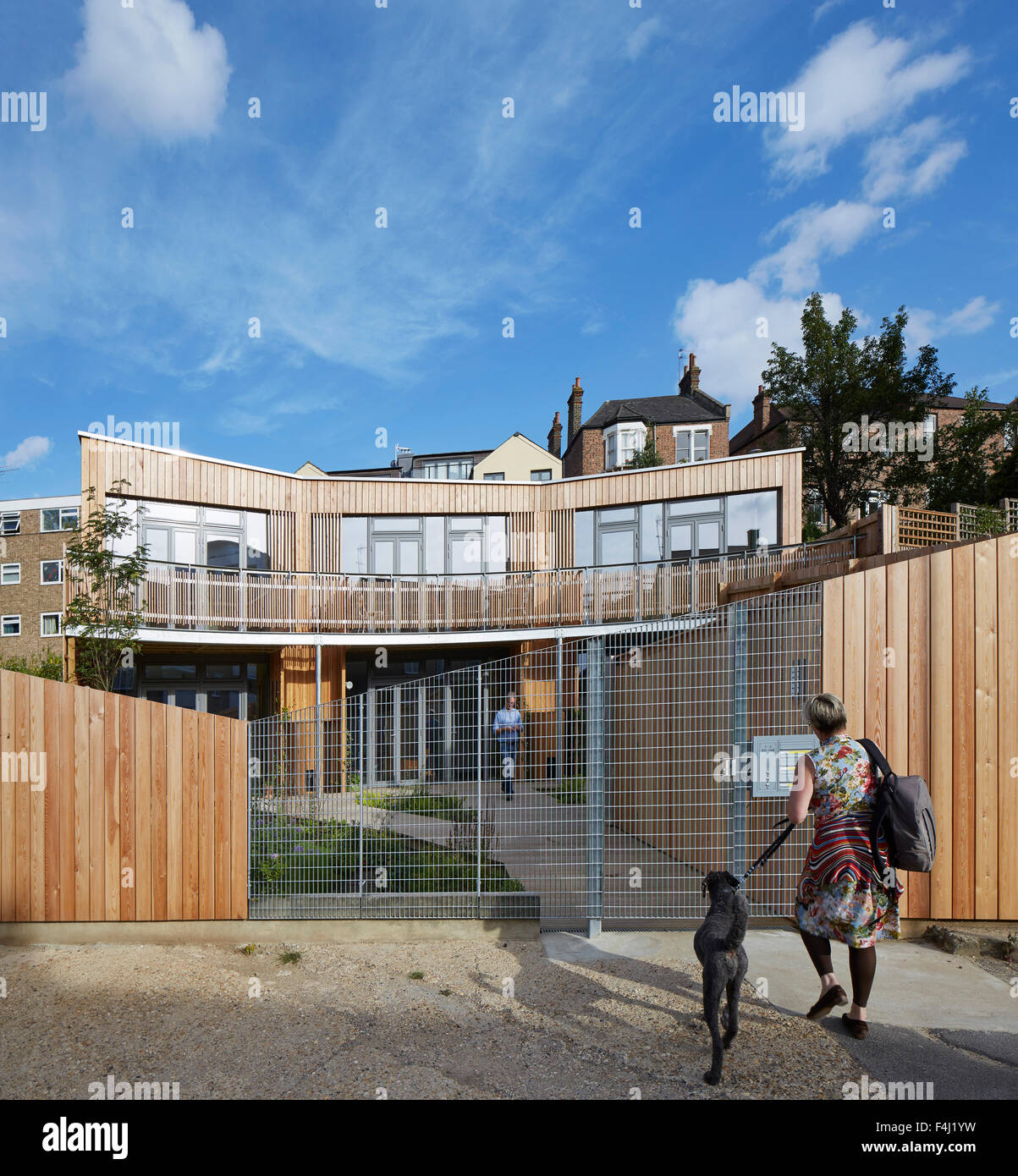 Front elevation with entrance gate. Eco Vale, London, United Kingdom ...