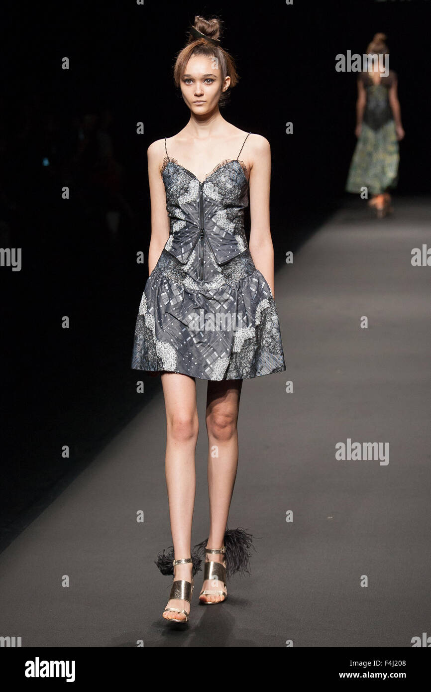 A model on the runway for the Zin Kato 2016 spring summer collection ...
