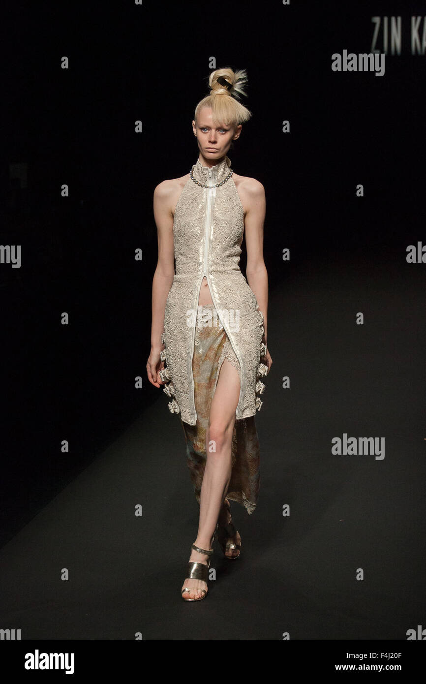 A model on the runway for the Zin Kato 2016 spring summer collection ...