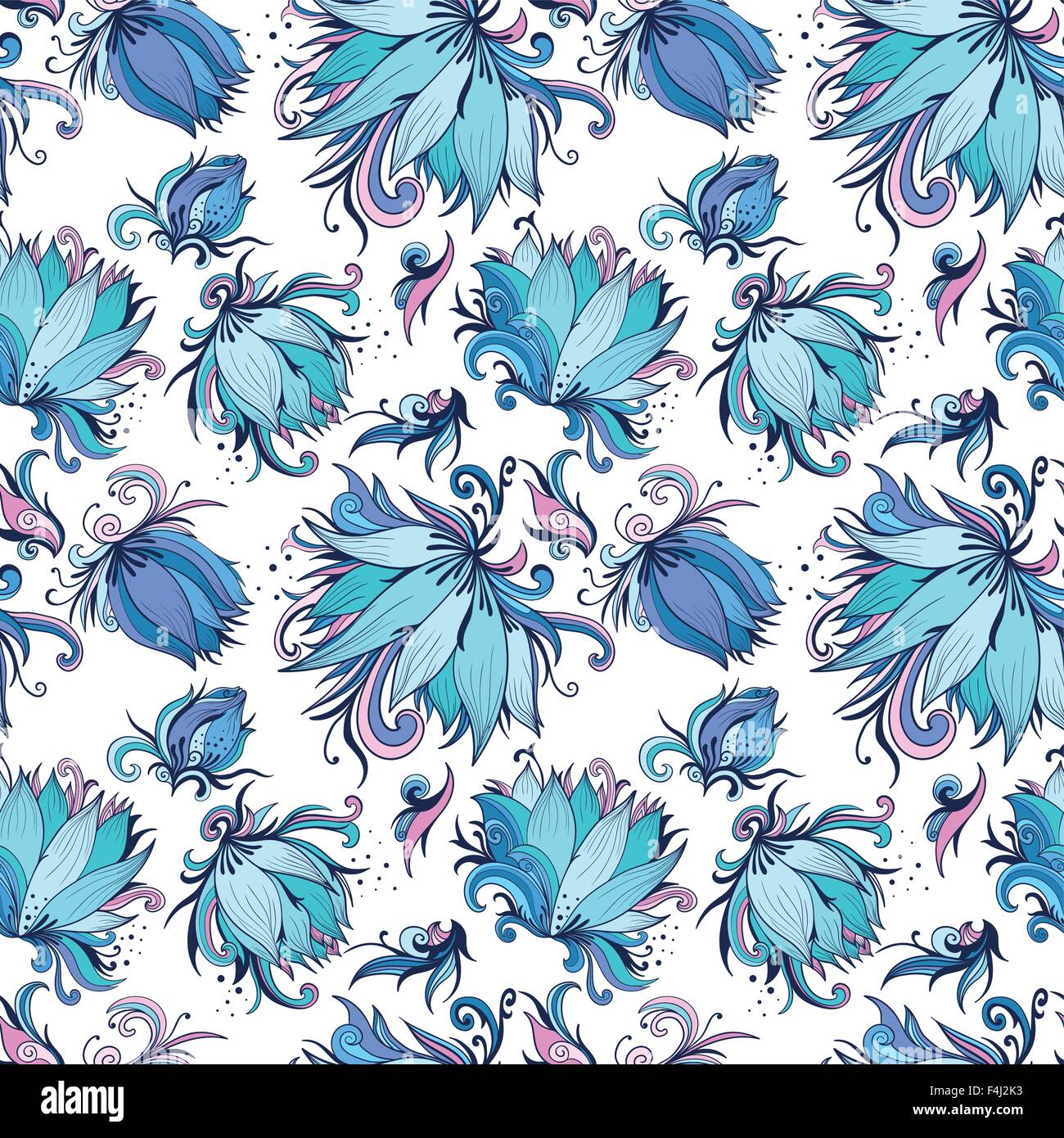 Seamless vector background with romantic azure lily flowers Stock ...