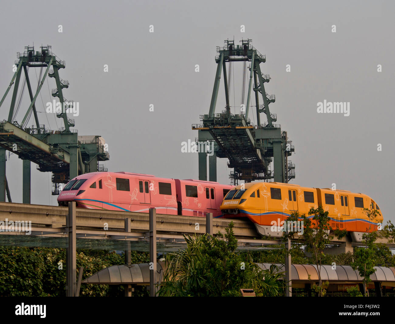 Monorail shuttle to Sentosa Island in Singapore, Southeast Asia, Asia ...