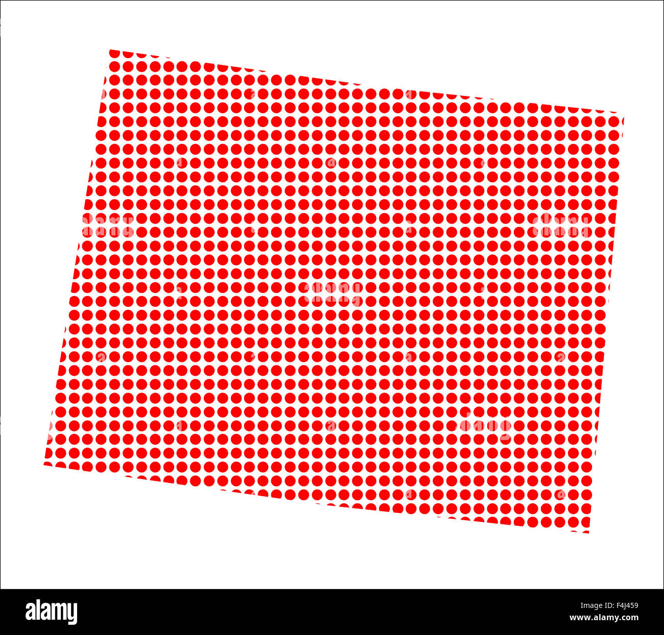 A map of the state of Wyoming created from a series of red dots over a ...