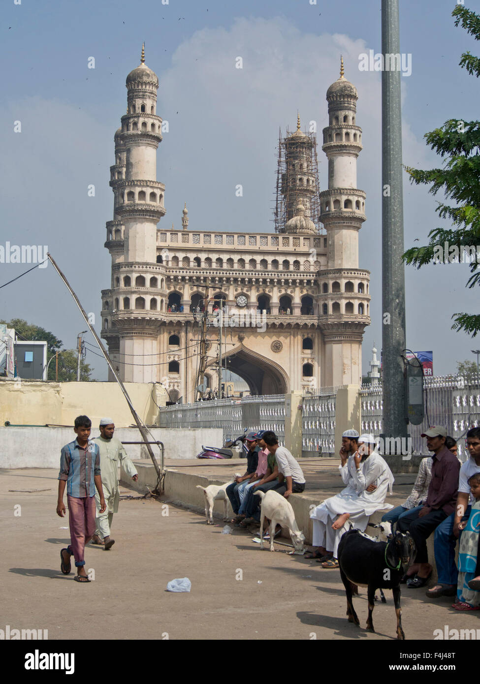 Visitors to the Mecca Masjid Mosque in Hyderabad, Telangana, India ...