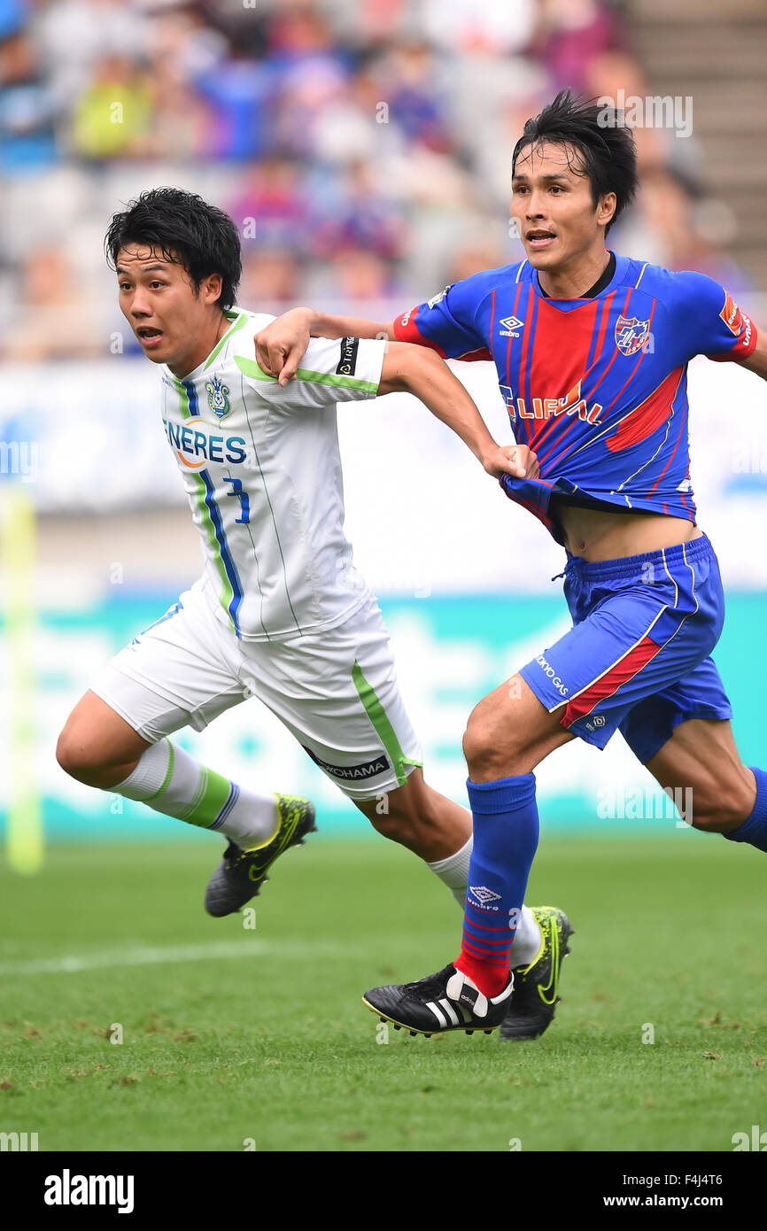 Tokyo, Japan. 17th Oct, 2015. Wataru Endo (Bellmare), Ryoichi Maeda (FC Tokyo) Football/Soccer ...
