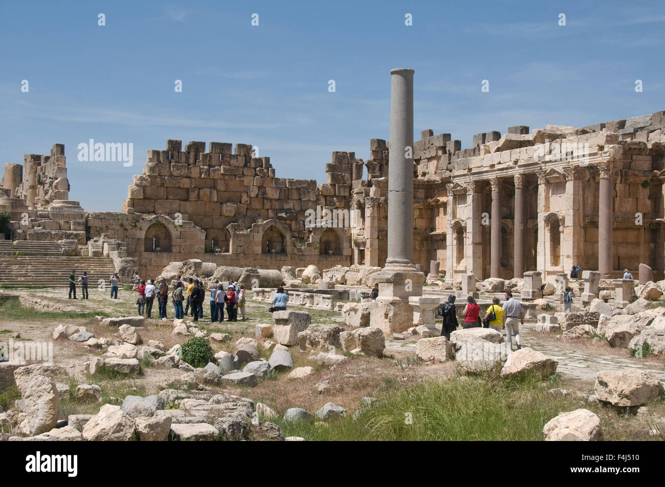 Tourists at the ancient Temple of Baal, the Heliopolis in Baalbek ...