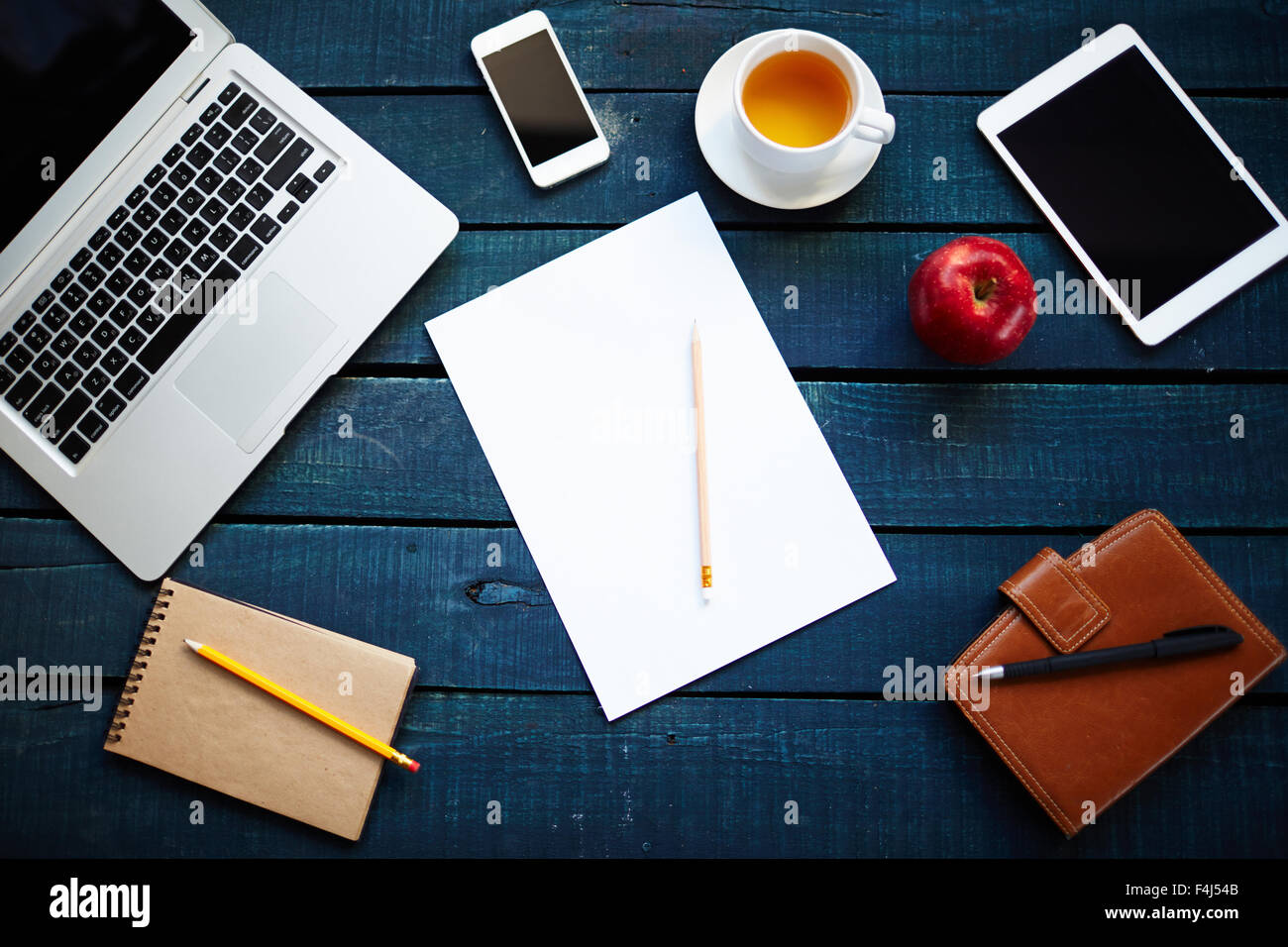 Business stationary on workplace Stock Photo - Alamy