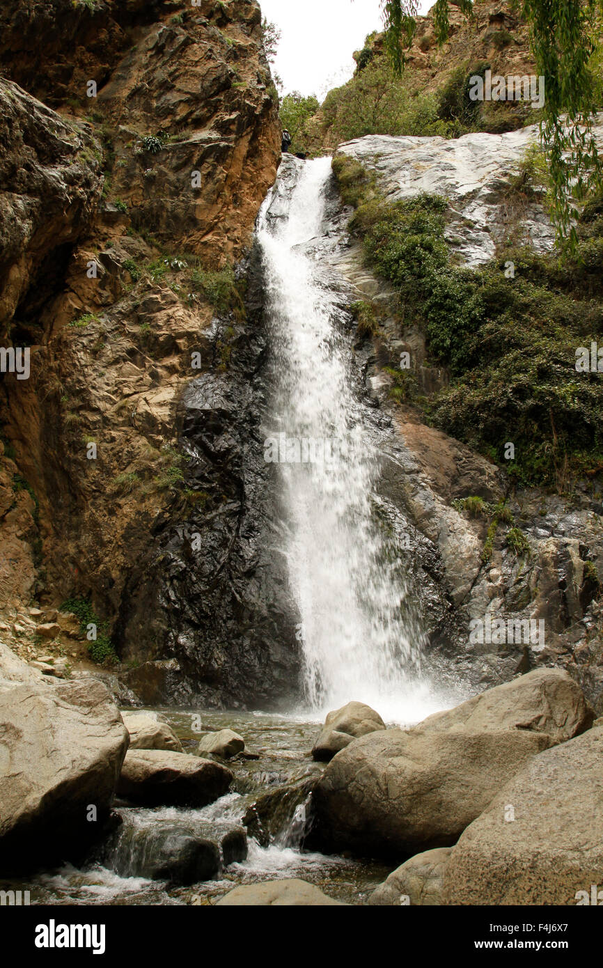 Waterfall at Setti Fatma, a berber village in the Ourika Valley to the ...