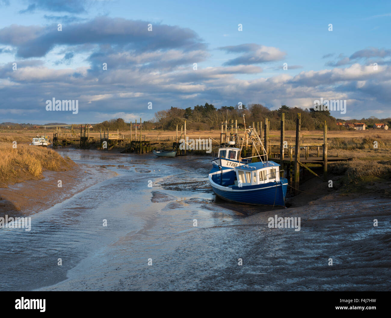 A view of the mooring at Thornham, Norfolk, England, United Kingdom ...