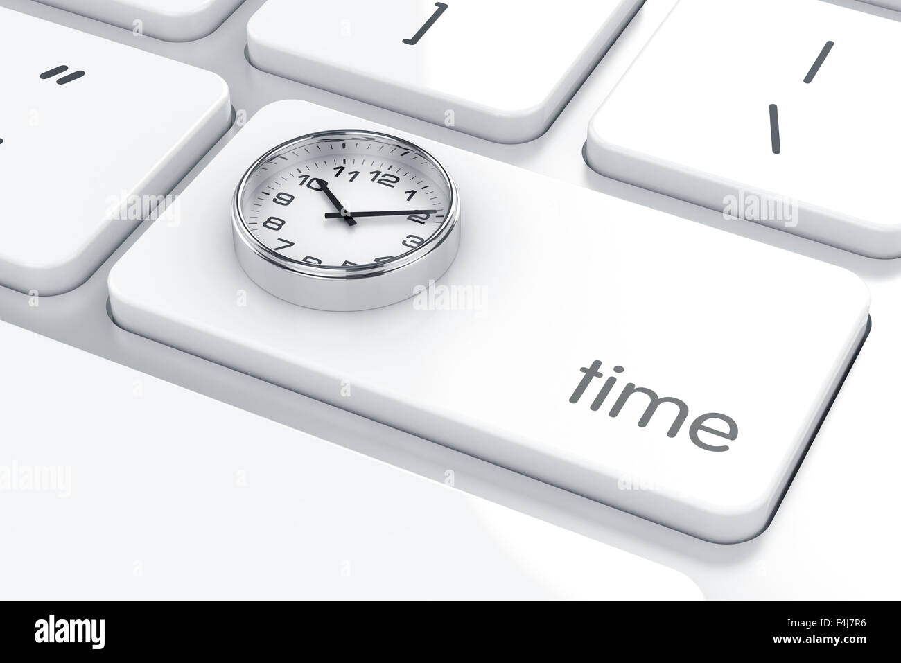 3d illustration of clock on the computer keyboard. Time concept Stock ...