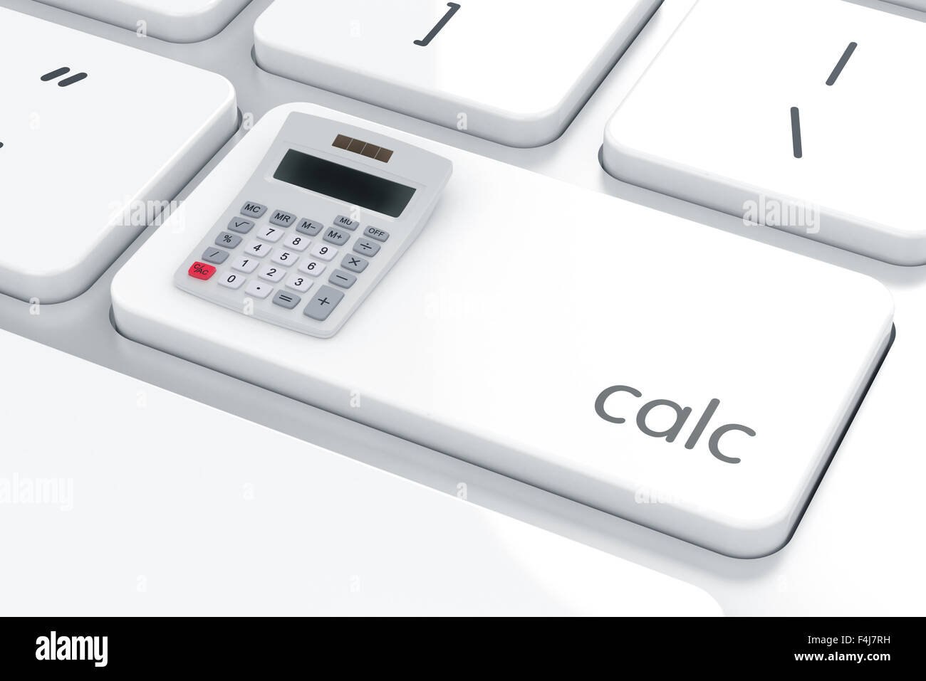 3d renderng of calculator on the computer keybord. Calculation concept ...