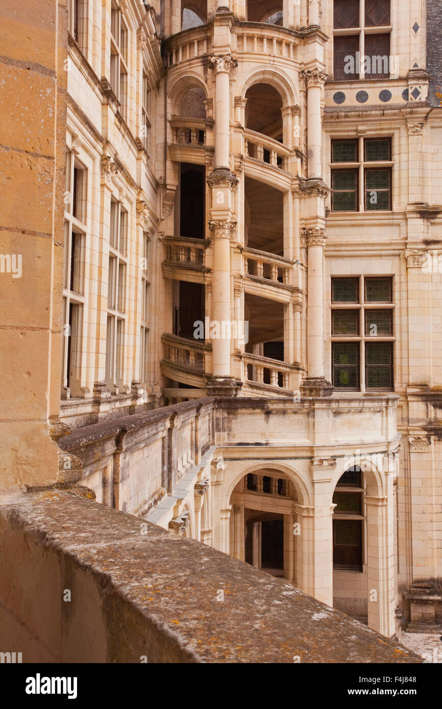 Ornate renaissance staircase leads towards the chambers of Francois 1er ...
