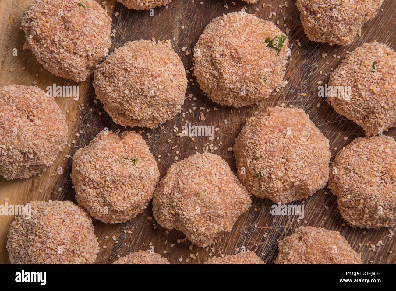 Close-up of hand made meatballs ready to be cooked Stock Photo - Alamy