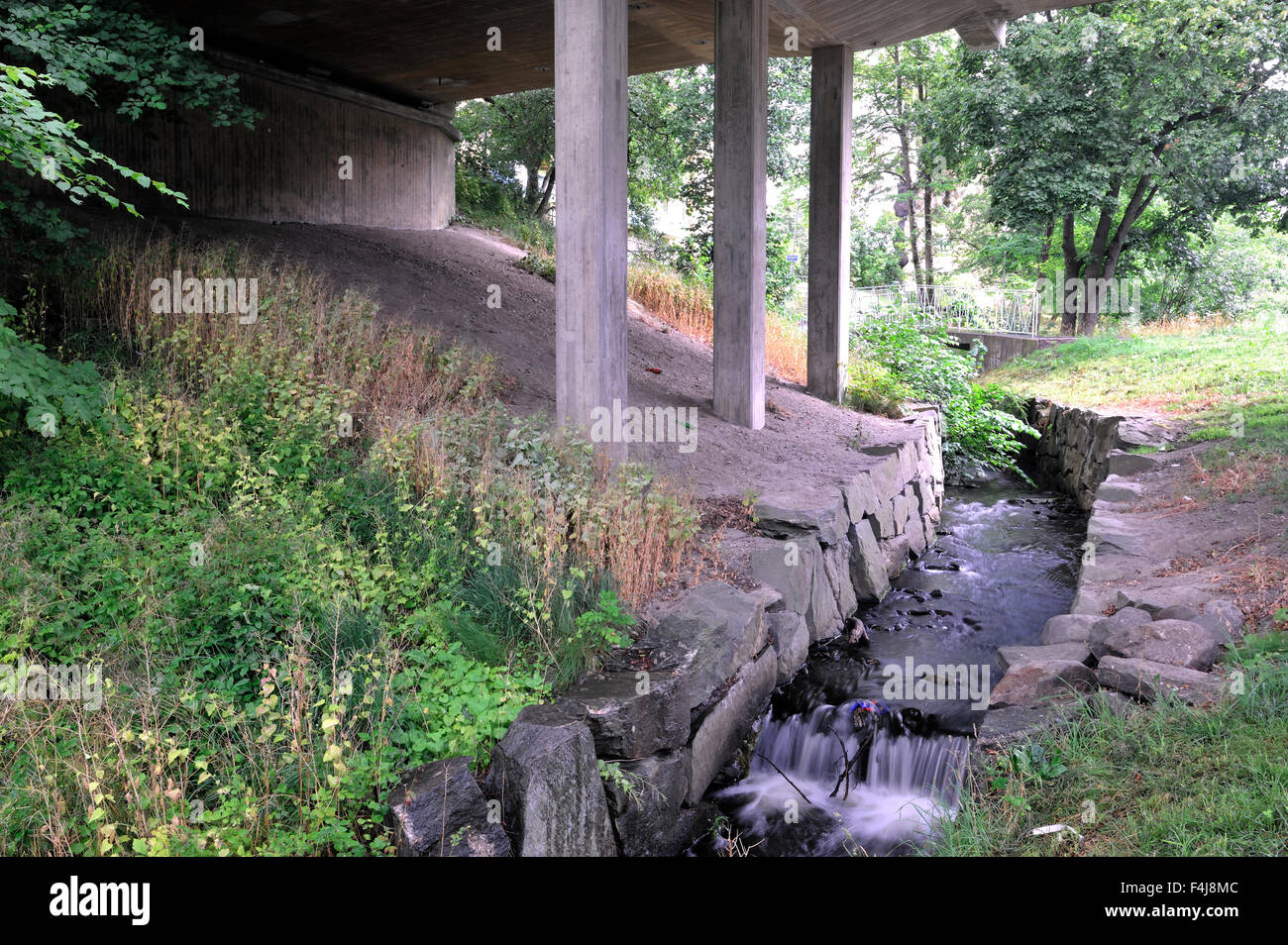 A creek under a viaduct Stock Photo - Alamy