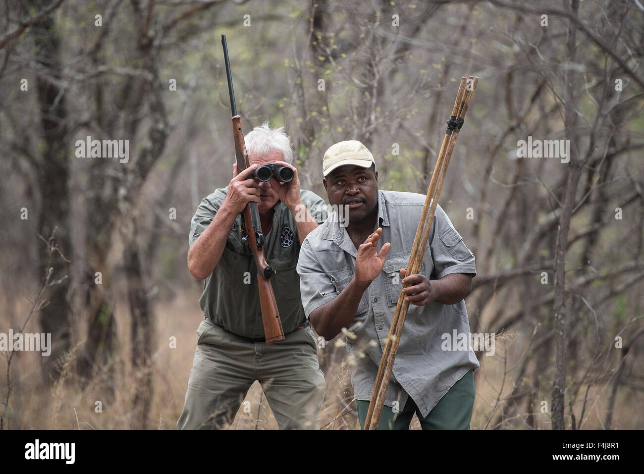 Professional Hunter, Stan Burger, left, and tracker, Frans Baloi ...