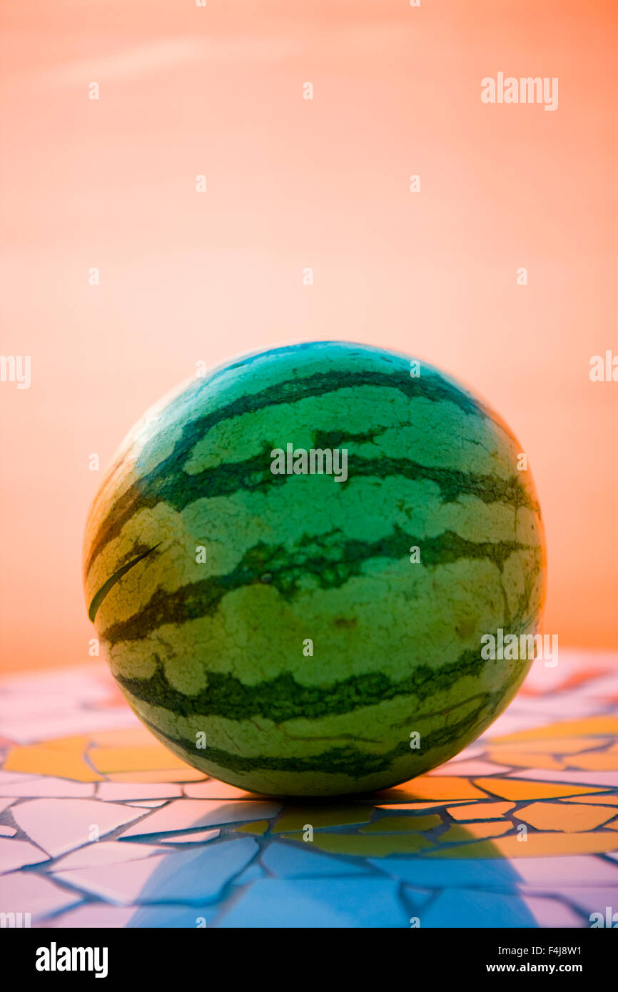 A watermelon on a table, Sweden Stock Photo - Alamy