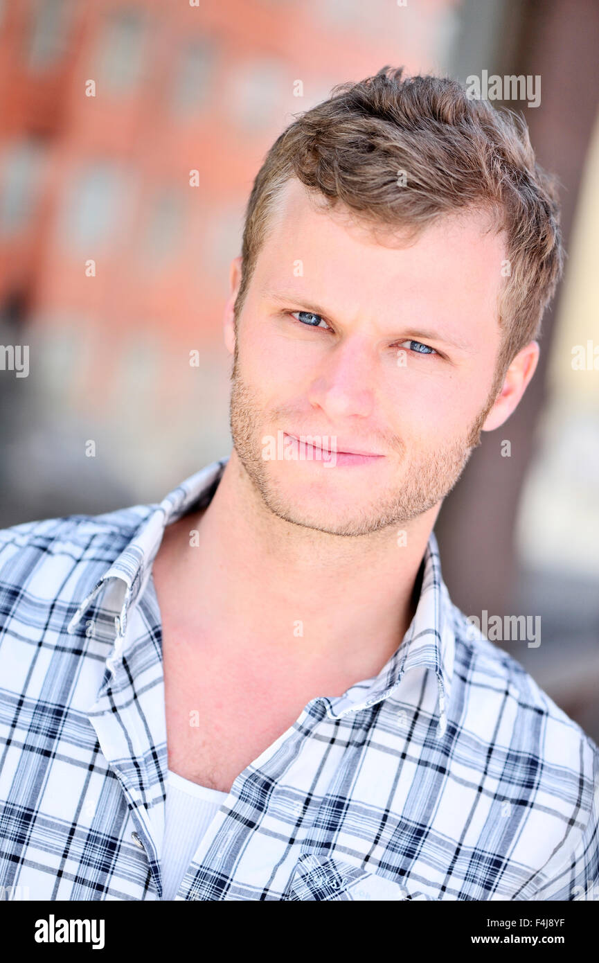 Portrait of a blond young man, Sweden Stock Photo - Alamy