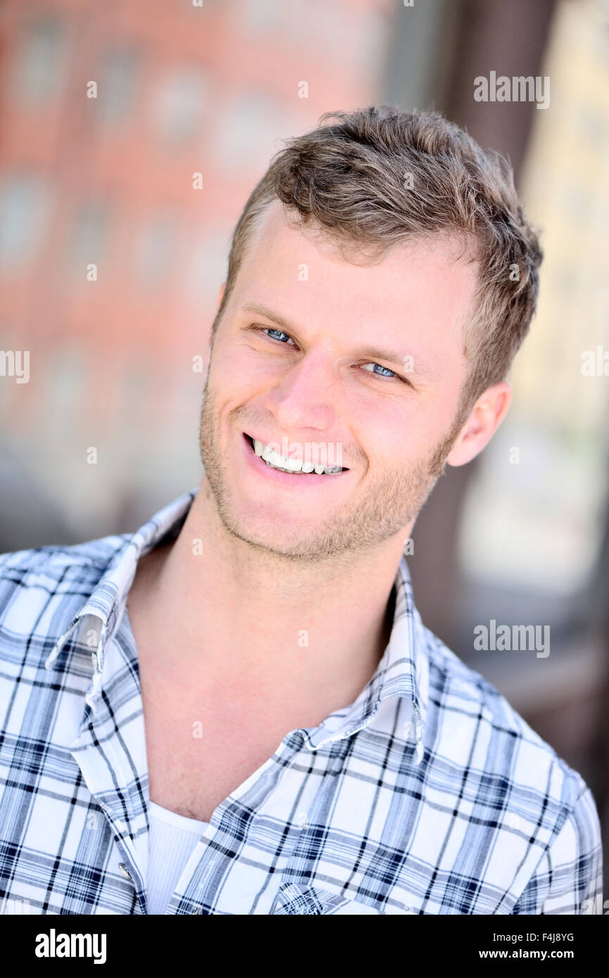 Portrait of a blond young man, Sweden Stock Photo - Alamy