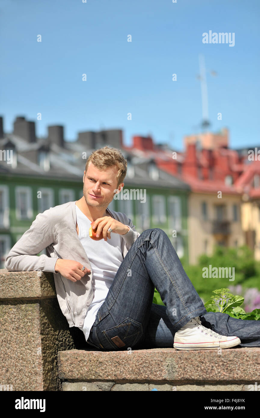 Portrait of a blond young man, Sweden Stock Photo - Alamy