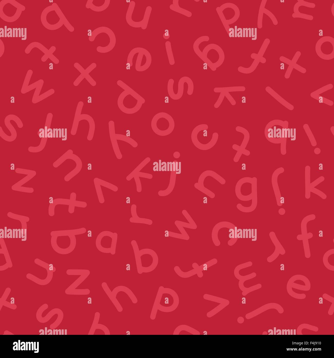 Hand Drawn Lowercase Letters Seamless Pattern Red Stock Vector Image ...