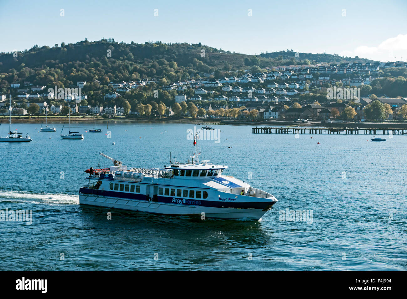 Argyll Ferries Argyll Flyer arriving at the pier in Gourock Inverclyde ...