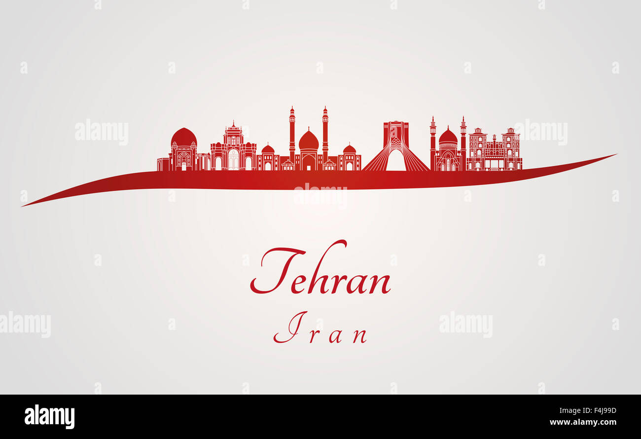 Tehran skyline in red and gray background in editable vector file Stock ...