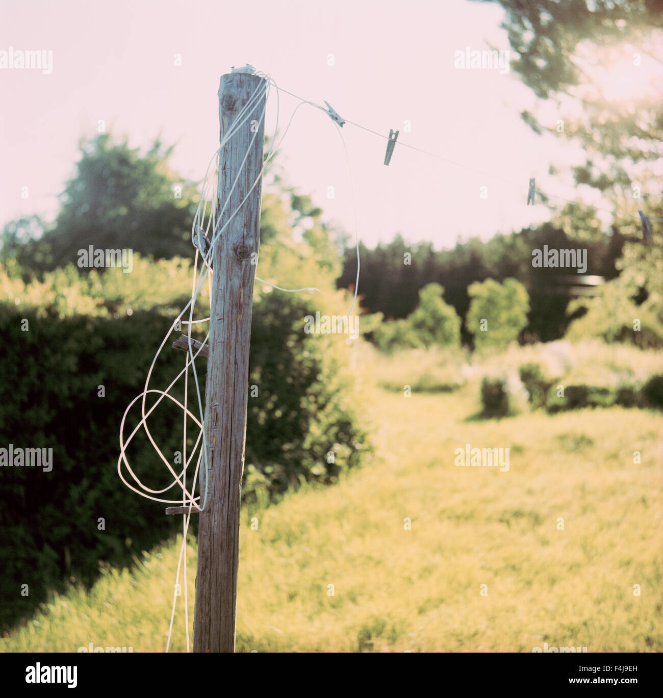 A clothes line in a a garden Stock Photo - Alamy