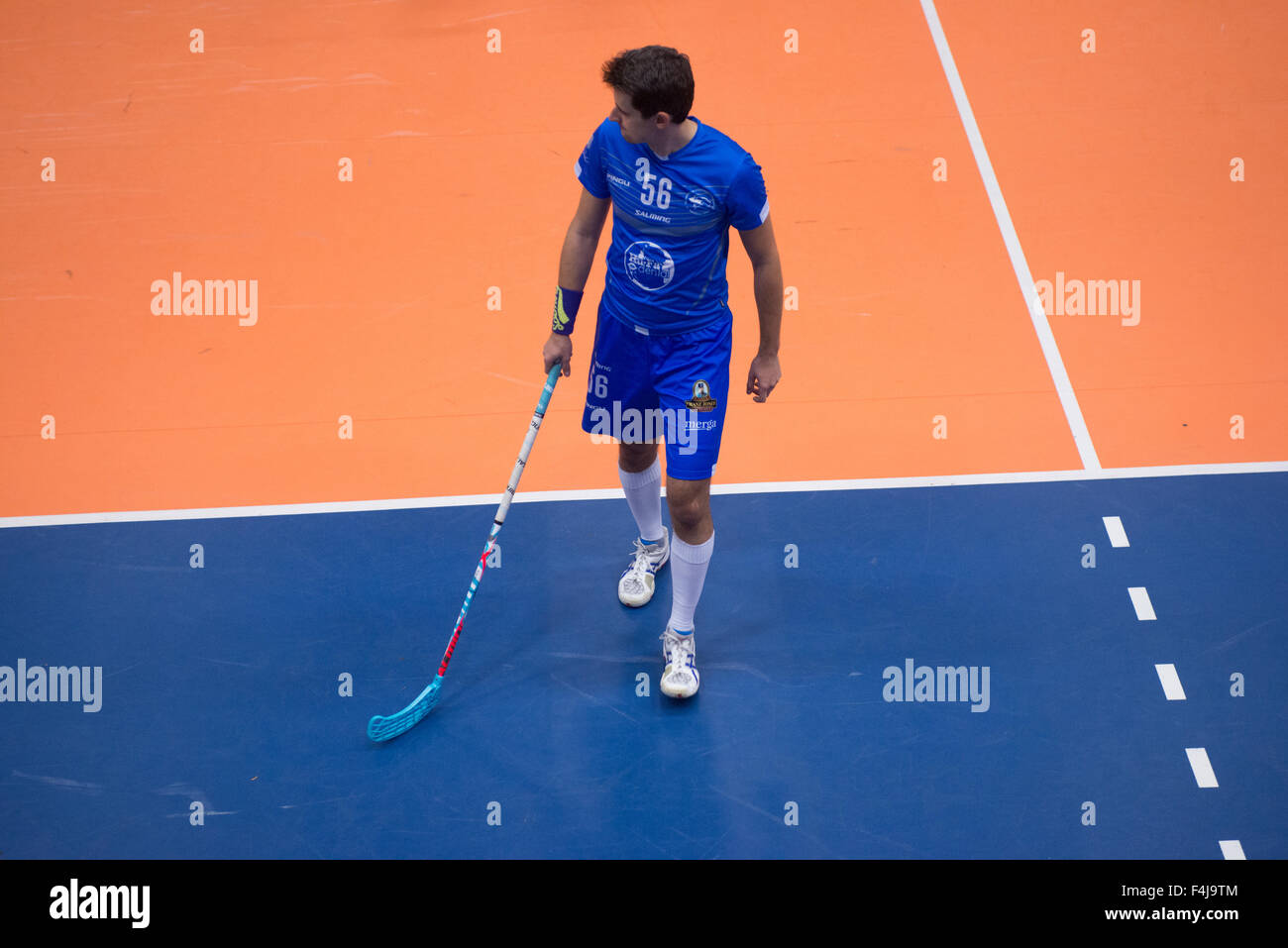 Floorball men match in the hall Stock Photo - Alamy
