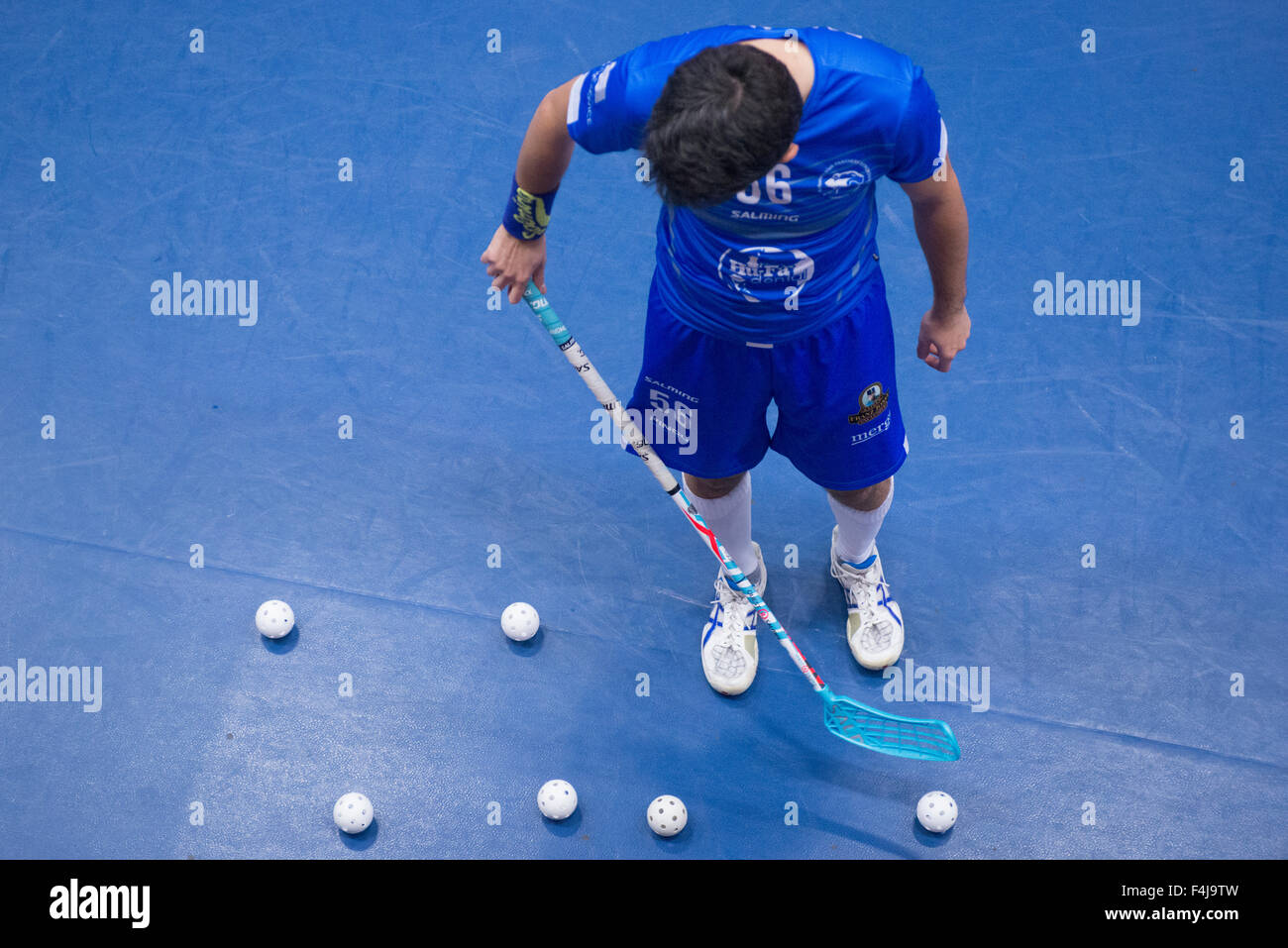 Floorball men match in the hall Stock Photo - Alamy
