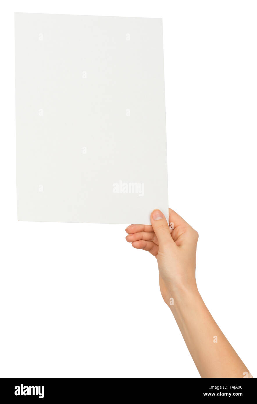 Humans right hand holding blank paper Stock Photo - Alamy