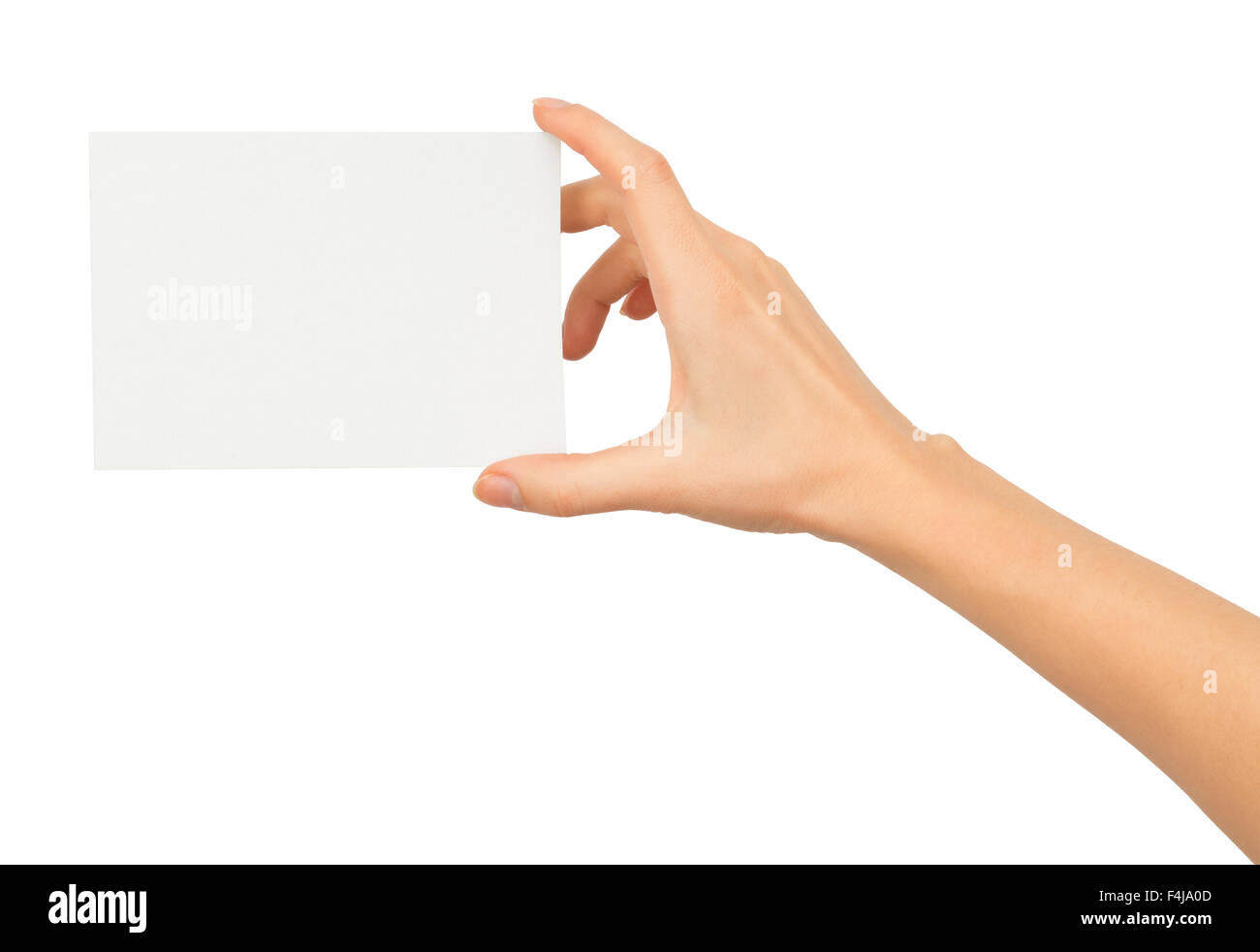 Humans right hand holding small white paper Stock Photo - Alamy