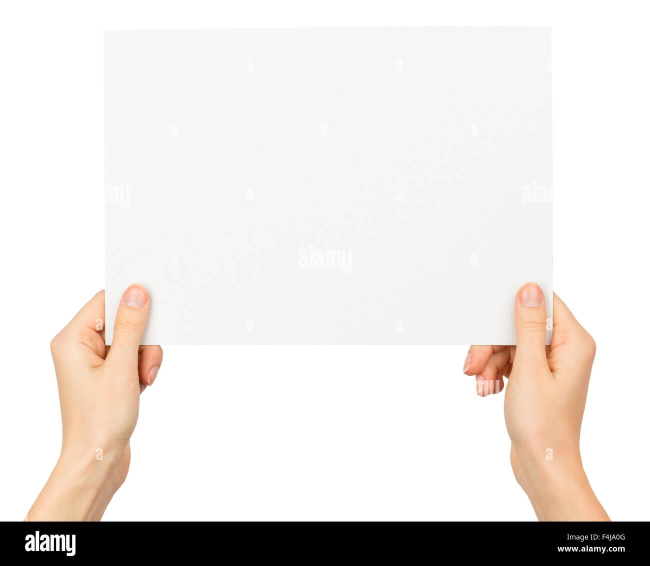 Womans hands holding blank paper Stock Photo - Alamy
