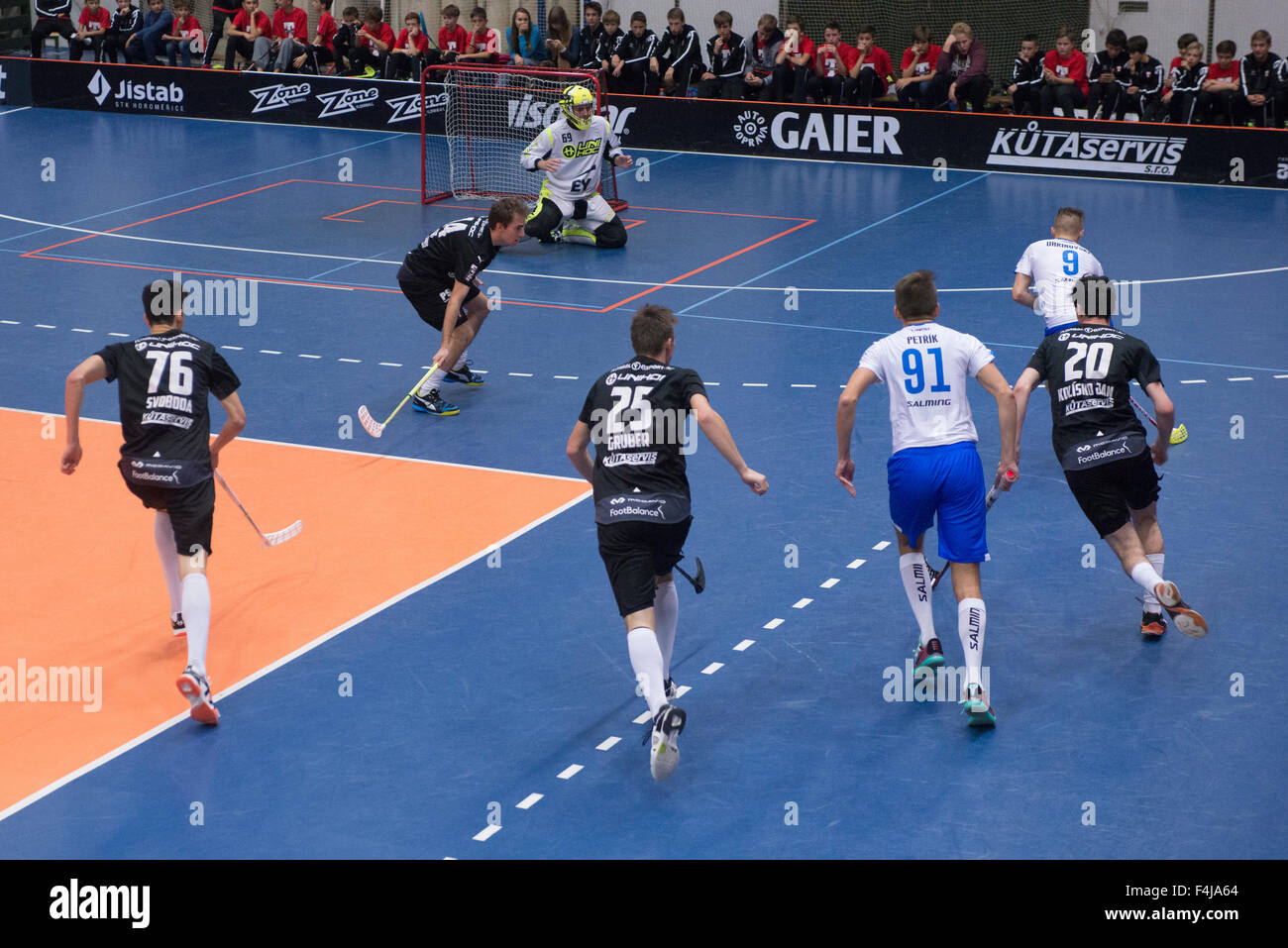Floorball men match in the hall Stock Photo - Alamy