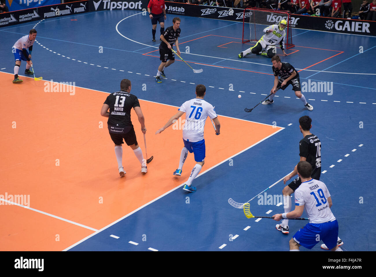 Floorball men match in the hall Stock Photo - Alamy