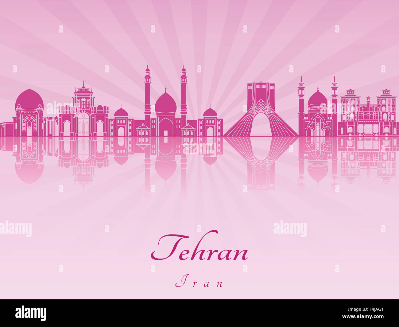 Tehran skyline in purple radiant orchid in editable vector file Stock ...