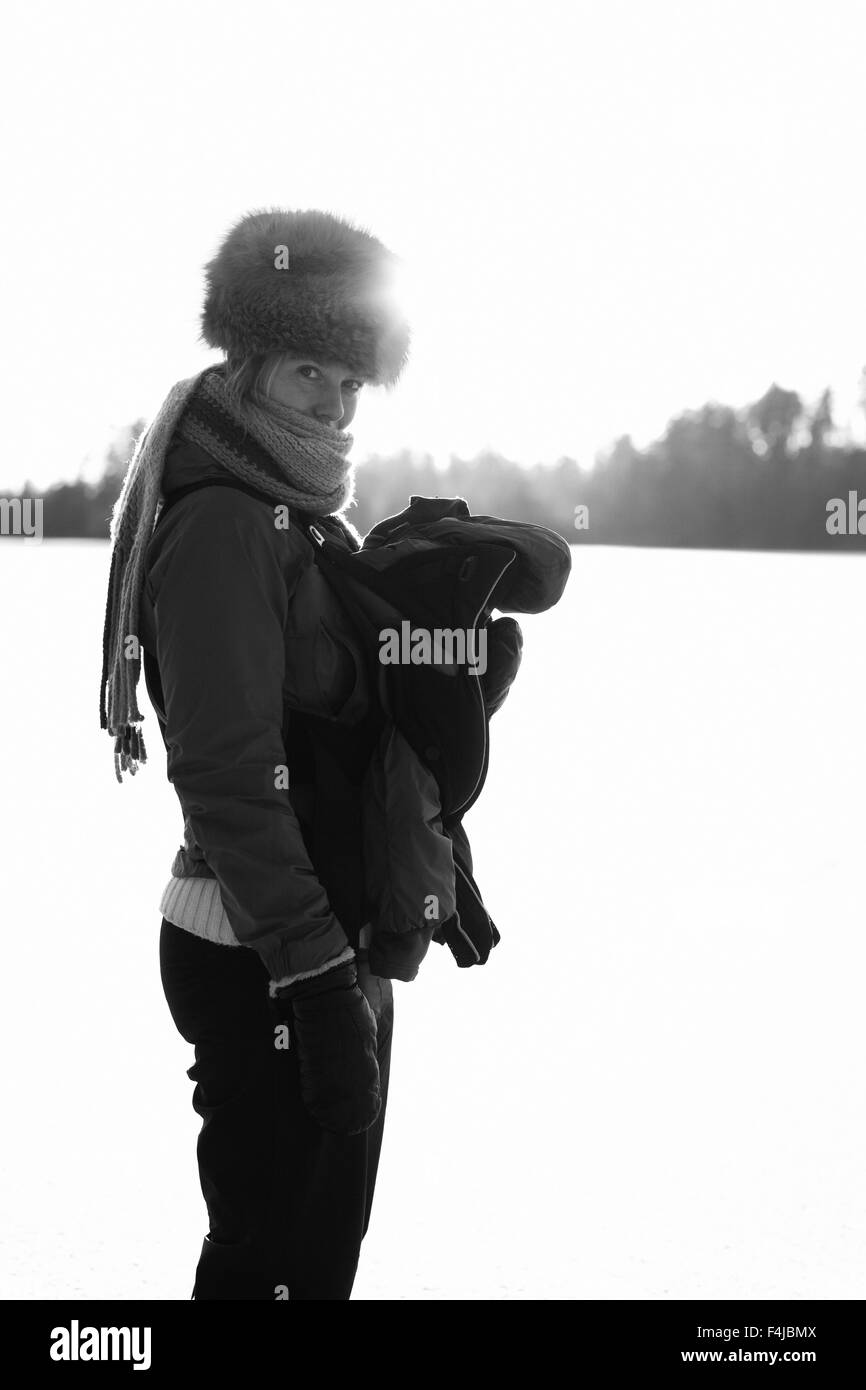 Mother looking happy child Black and White Stock Photos & Images - Alamy