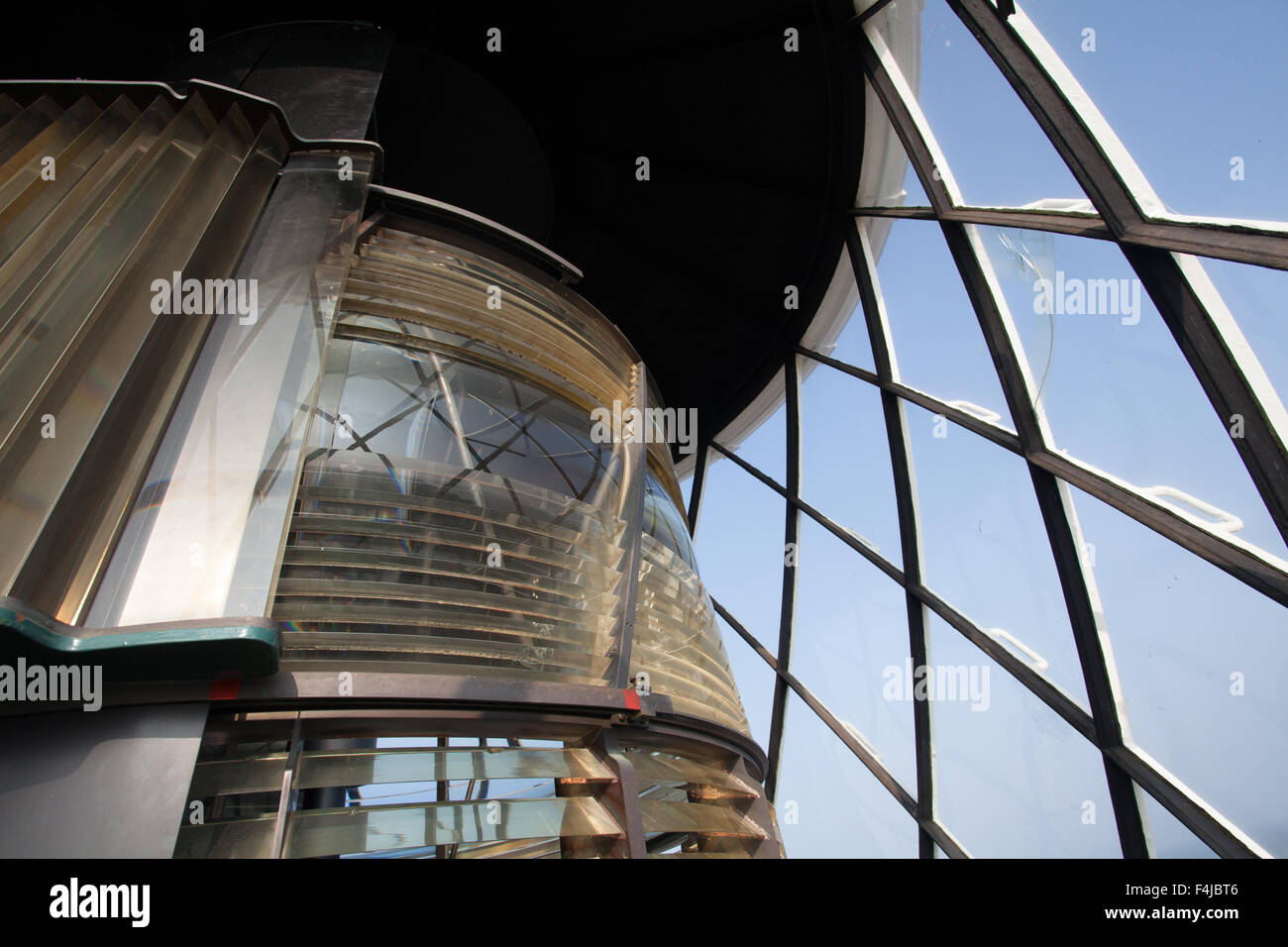 The reflector housing of the lamp of the Trinity House lighthouse at ...