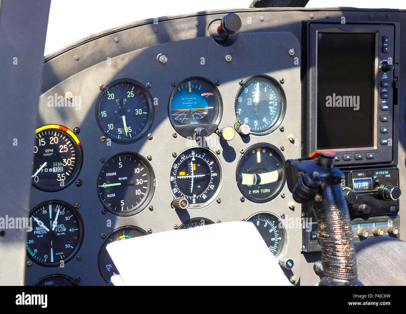 Cockpit dashboard single propeller airplane hi-res stock photography ...