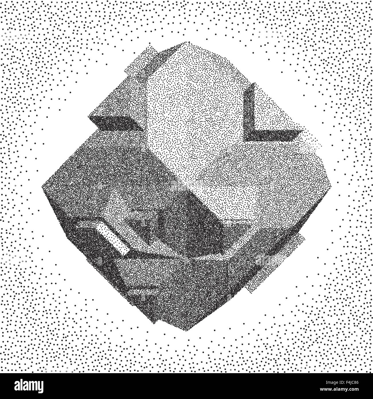 Abstract 3D shape. Halftone style Stock Vector Image & Art - Alamy