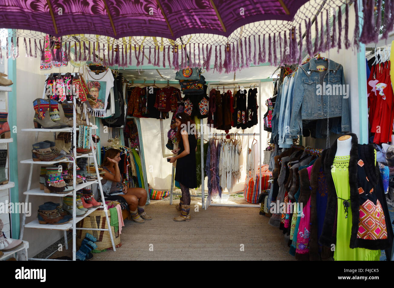 Las Dalias, hippy market at San Carlos on Ibiza Stock Photo - Alamy